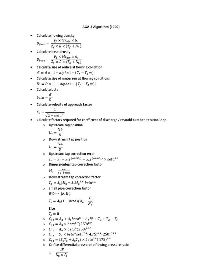 AGA-3 Algorithm: Flow Calculations | PDF
