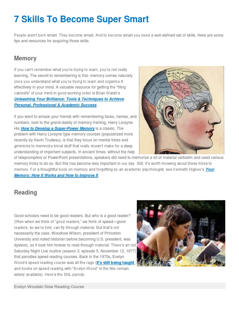 7 Essential Skills for Smart Learning | PDF | Public Speaking | Speed ...