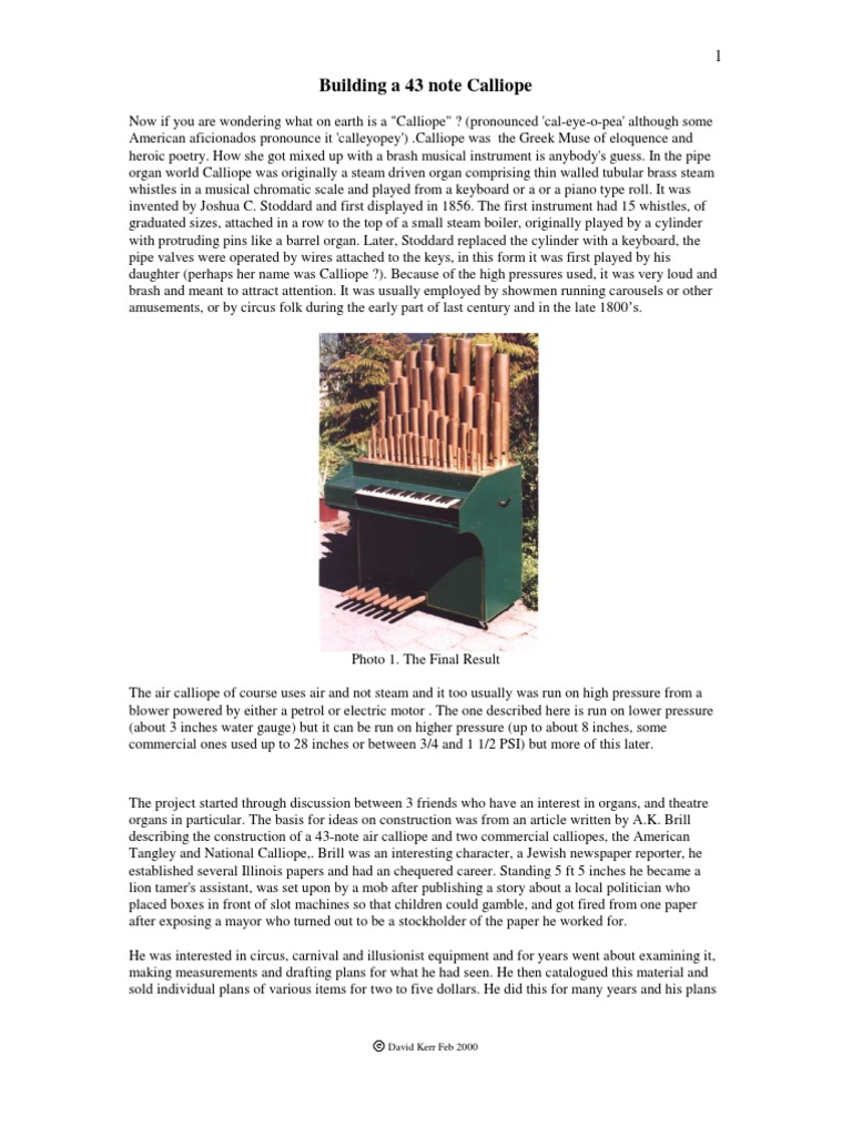 How to Build a 43-Note Calliope | PDF | Pipe (Fluid Conveyance ...