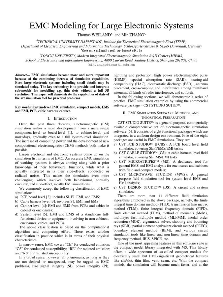 EMC Modeling of Large Electronic Systems | PDF | Electromagnetic ...