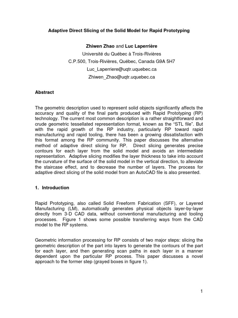 Adaptive Direct Slicing | PDF | Computer Aided Design | 3 D Modeling