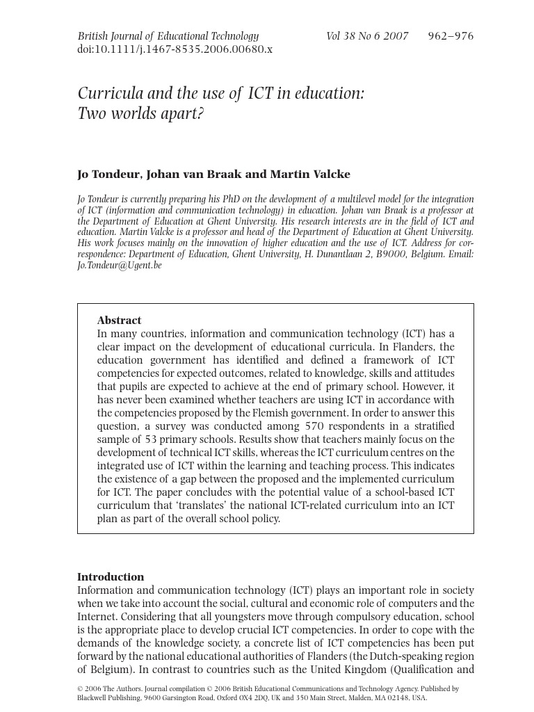 Curricula and The Use of Ict in Education | PDF | Educational ...