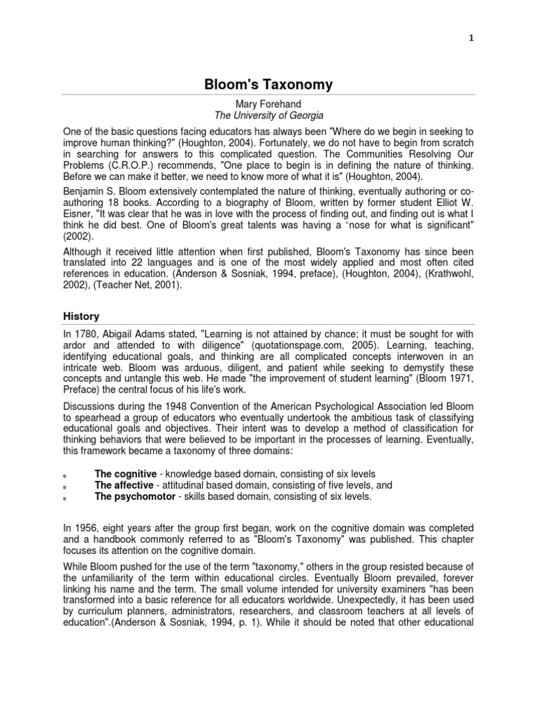 Bloom's Taxonomy | Lesson Plan | Educational Assessment