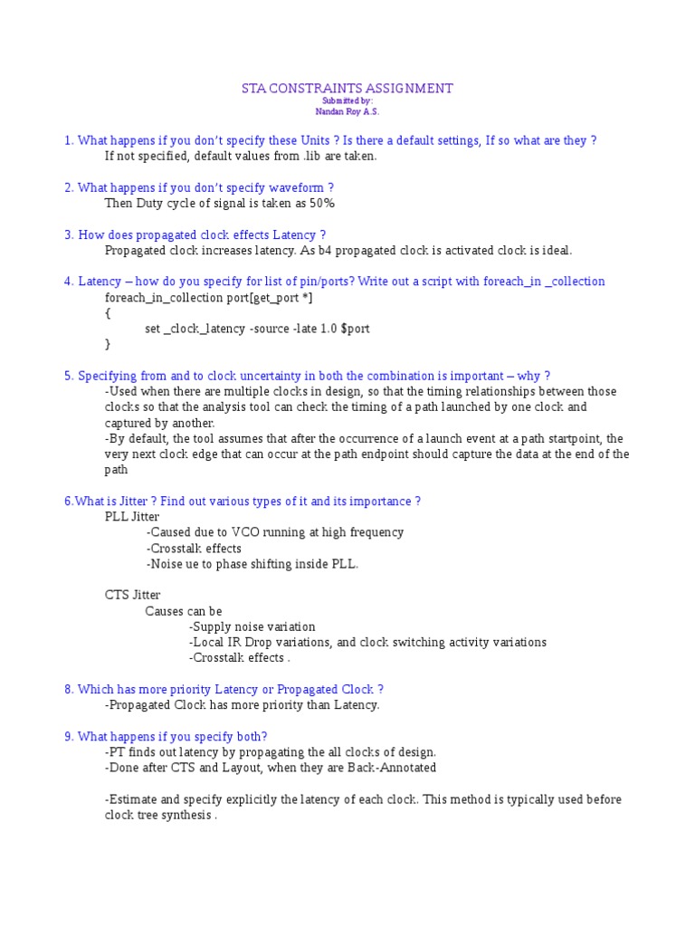 STA Constraints Assignment TCL Script | PDF | Digital Electronics | Computer Engineering