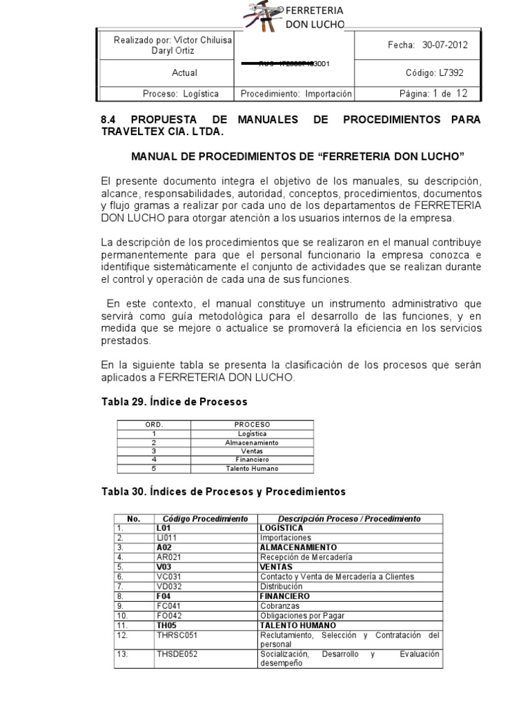 Manual de Procedimientos Logísticos | PDF | Recursos humanos | Business