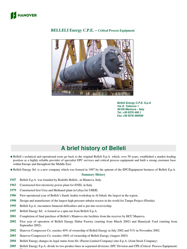 Belleli Company - Brochure PDF | PDF | Natural Gas Processing | Heat ...