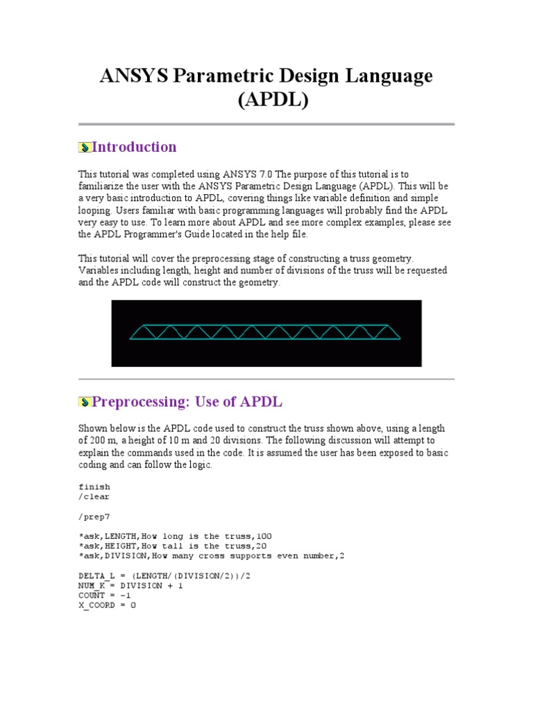 Ansys Parametric Design Language Pdf Parameter Computer Programming Computer Programming