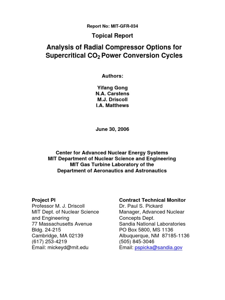 Analysis of Radial Compressor Options For | PDF | Gas Compressor ...