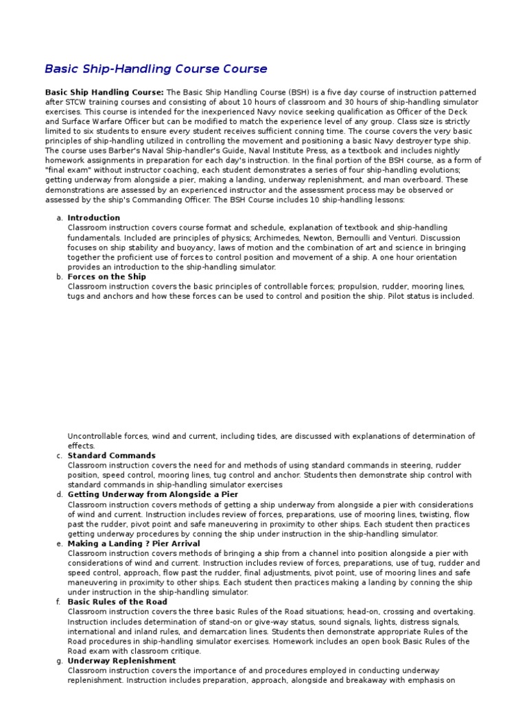 Basic Ship-Handling | PDF | Simulation | Traffic