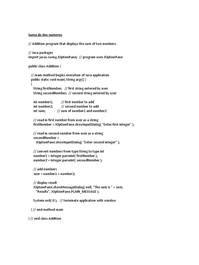 Java Addition and Comparison Programs | PDF | Java (Programming ...