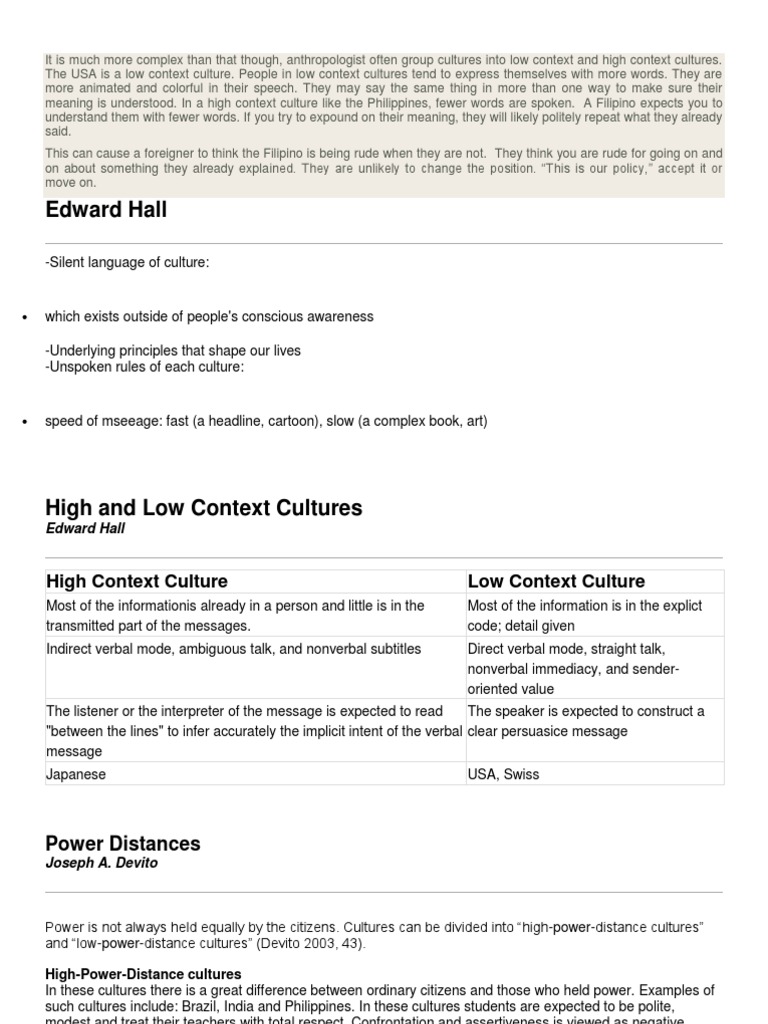 Understanding Philippine High Context Culture | PDF | Collectivism ...