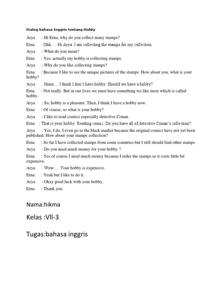 Dialog Bahasa Inggris Tentang | PDF