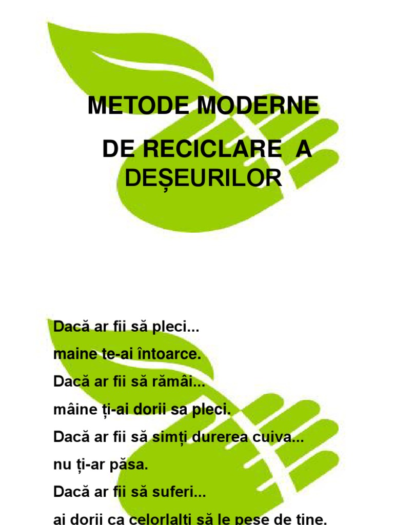 Metode Moderne de Reciclare a Deseurilor