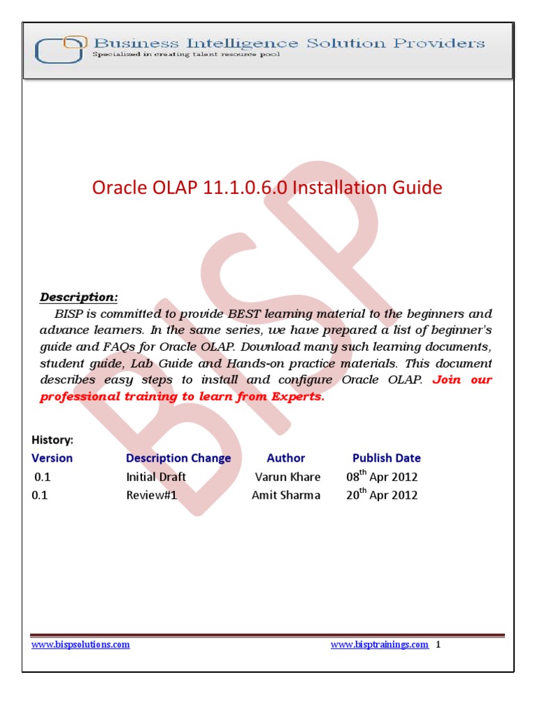 Oracle OLAP Installation | Download Free PDF | Oracle Database | Databases