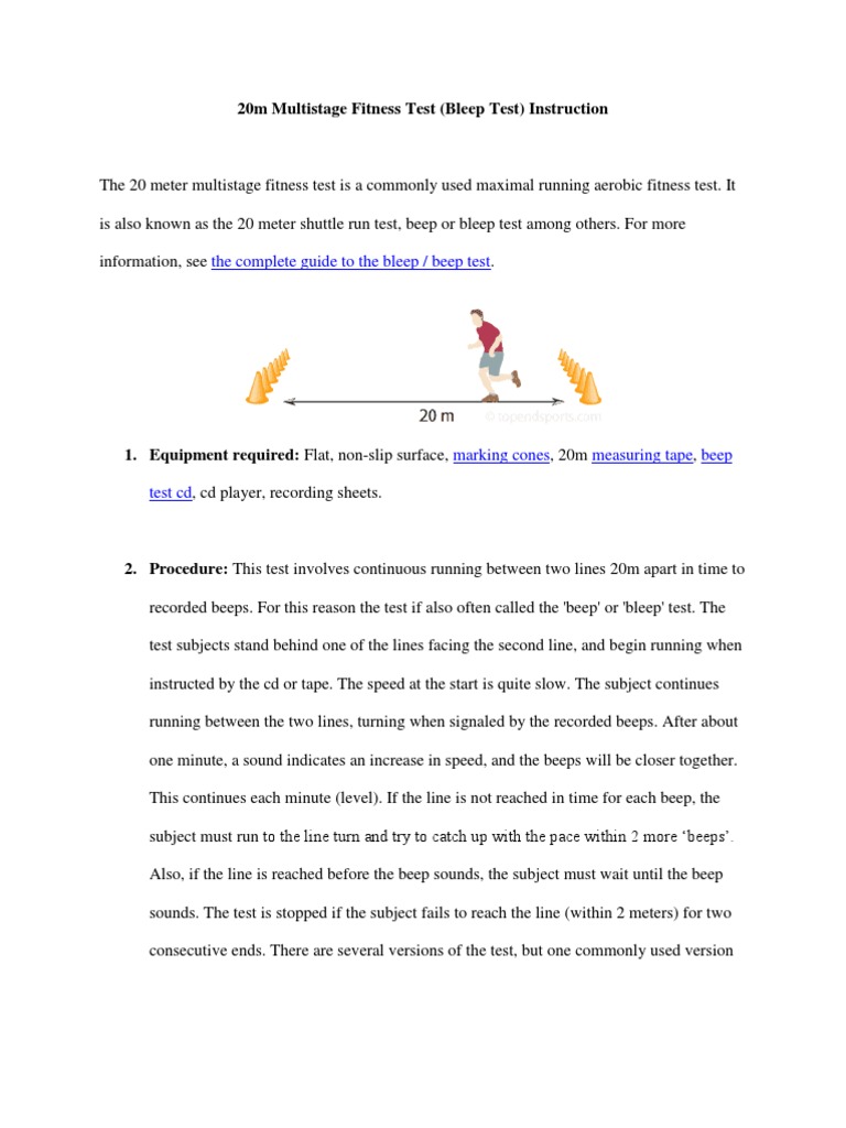 20m Multistage Fitness Test Guide | PDF | Cognition