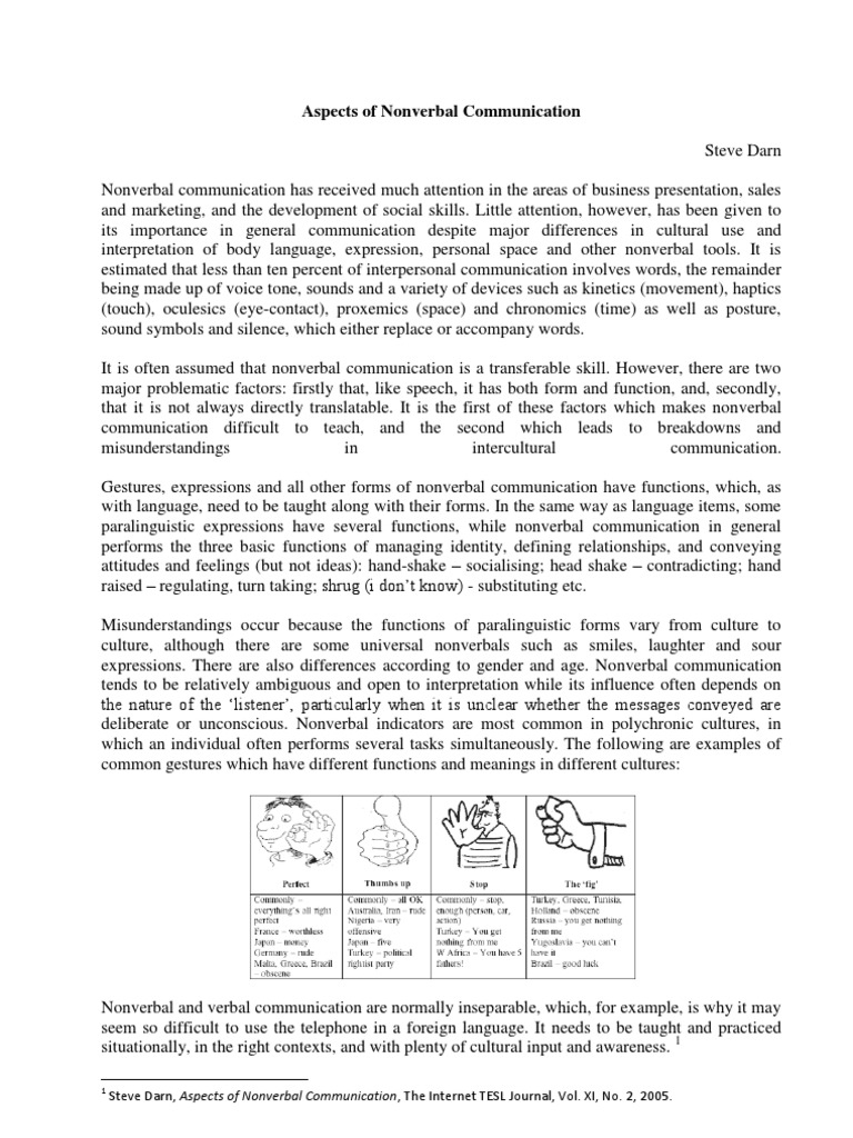 Aspects of Nonverbal Communication | PDF | Nonverbal Communication ...