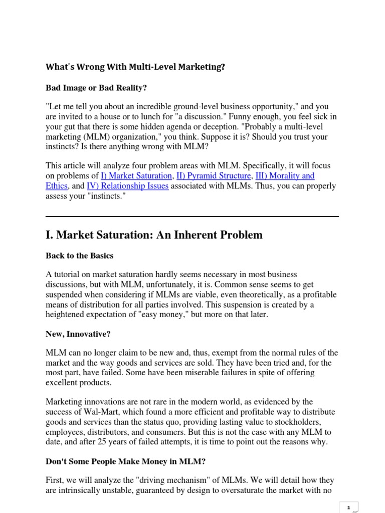 What's Wrong With MLM | PDF | Multi Level Marketing | Sales