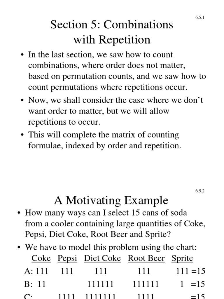 6-5 Combinations With Repetition | PDF