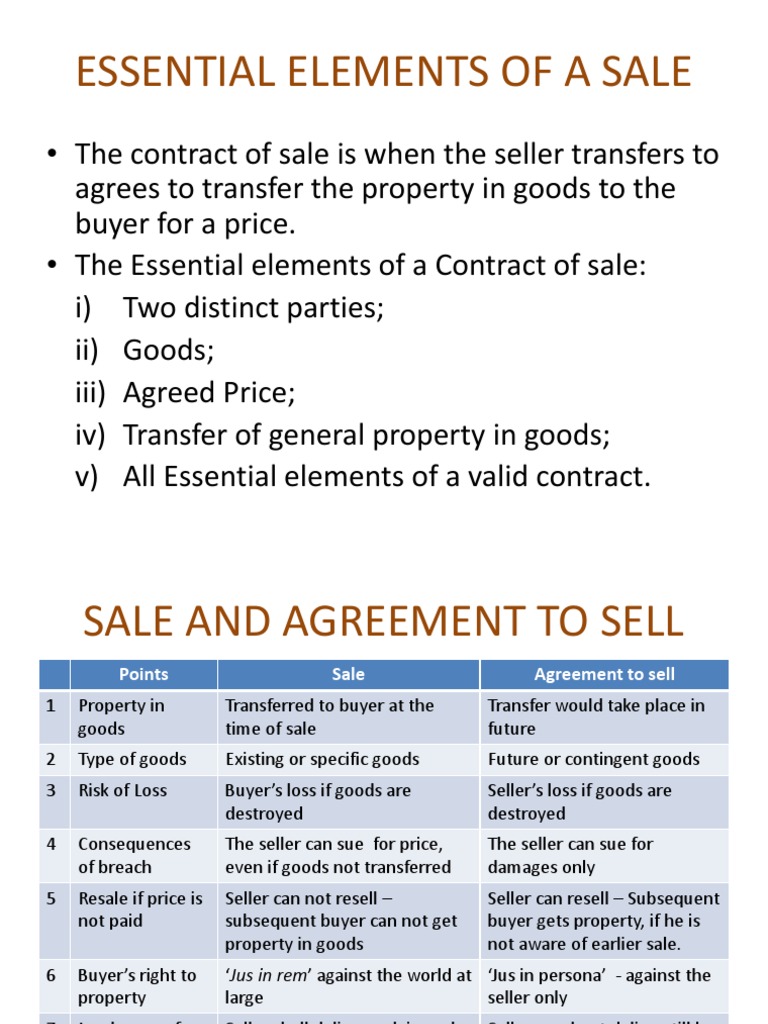 Essential Elements of Sale Contracts | PDF | Sales | Common Law