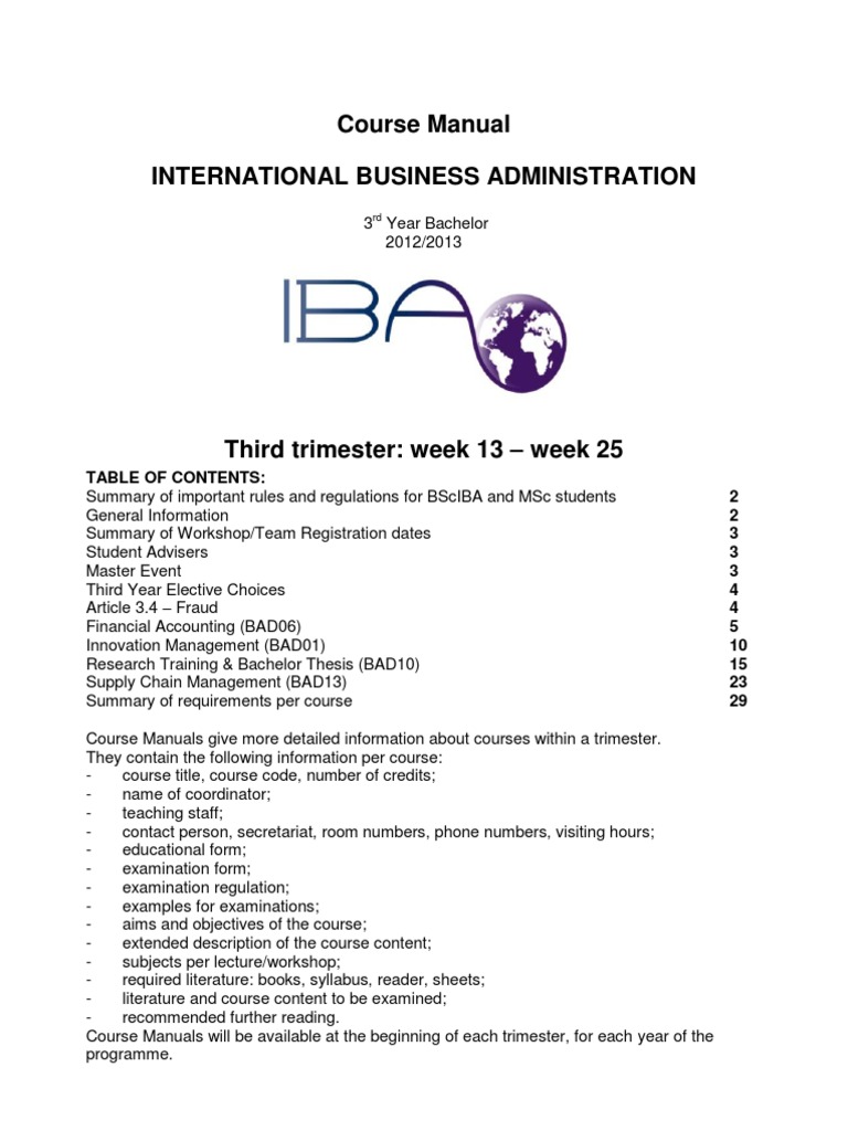 IBA Course Manual Summary | PDF | Innovation | Financial Statement
