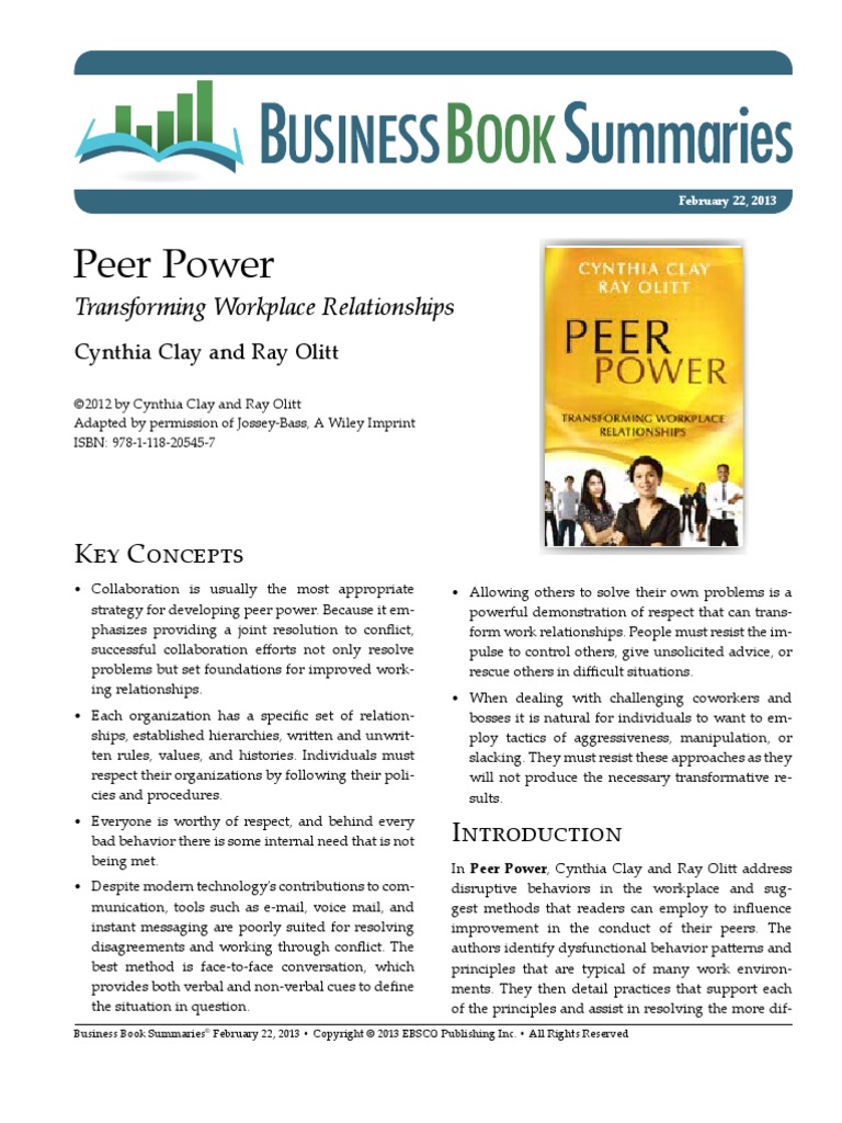 Peer Power: Transforming Workplace Relationships | PDF