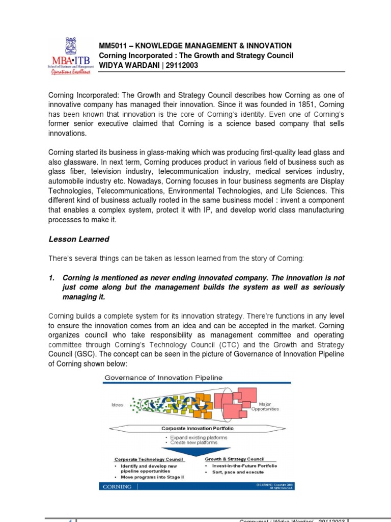 Corning Incorporated | PDF | Innovation | Strategic Management