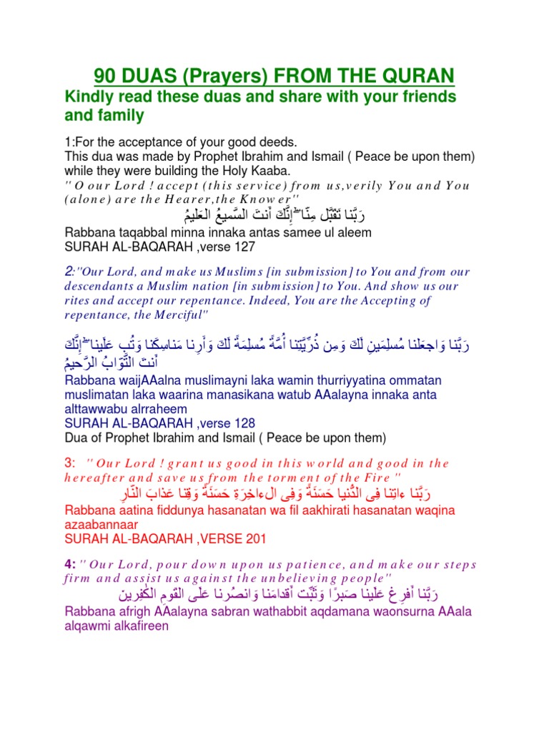 90 Duas From The Holy Quran Prayers and Supplications | PDF | Medieval ...