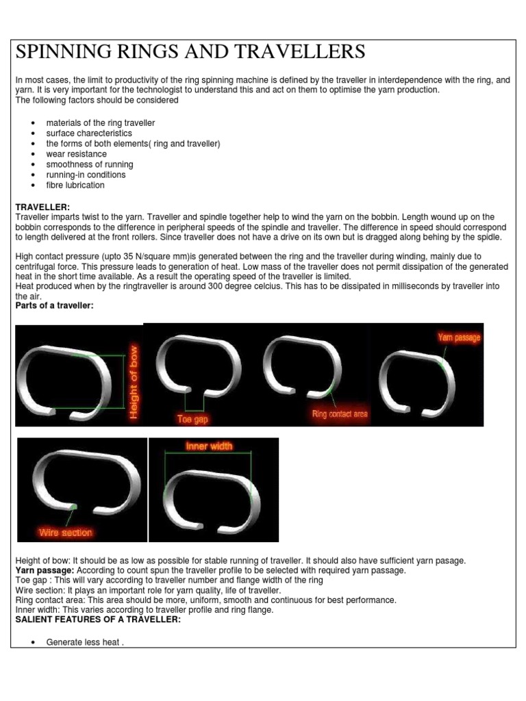 Spinning Rings and Travellers | PDF | Spindle (Textiles) | Yarn
