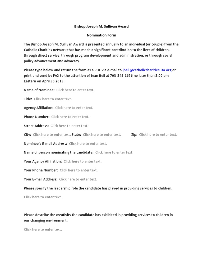 Bishop Joseph M. Sullivan Award | PDF