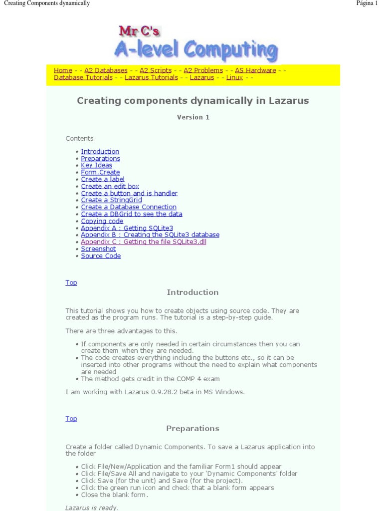 Lazarus - Creating Components Dynamically | PDF | Computer Engineering ...