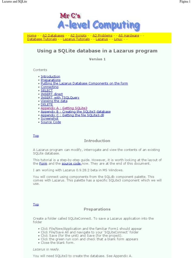 Lazarus and SQLite | Download Free PDF | Databases | Areas Of Computer Science