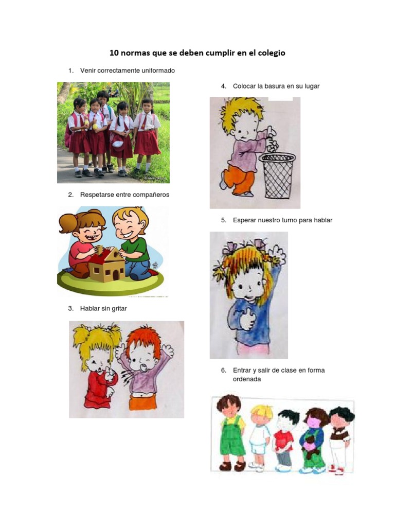10 Normas Que Se Deben Cumplir en El Colegio