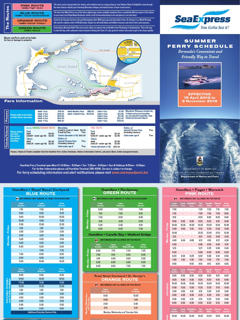 Summer Ferry Schedule 2013 | PDF | Bermuda | Ferry