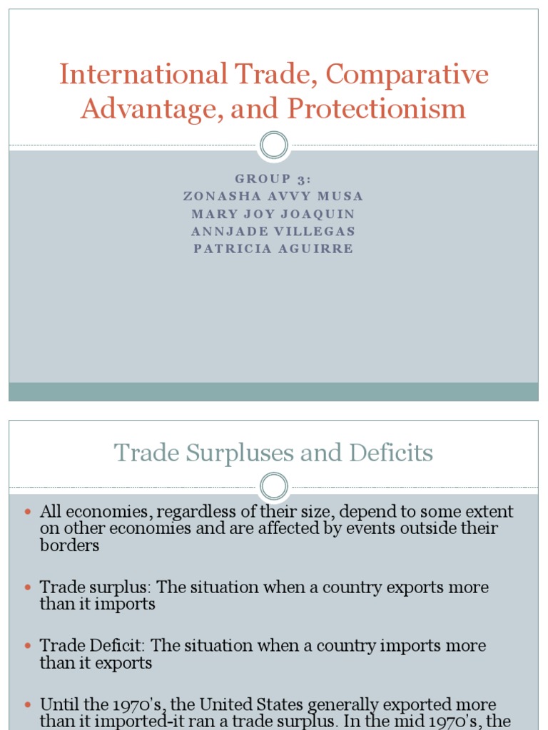 International Trade, Comparative Advantage, And Protectionism | Free ...