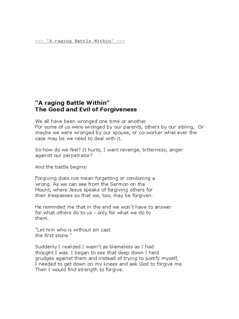 A Raging Battle Within | PDF | Forgiveness | Religious Behaviour And ...