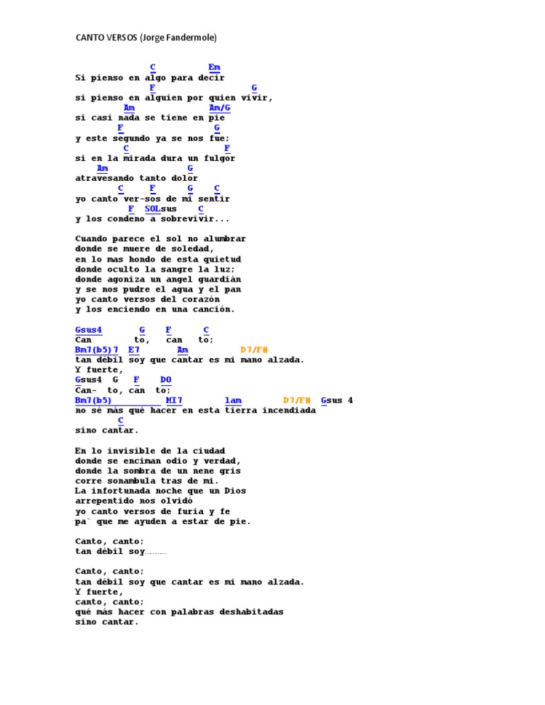 Canto Versos Letras Acordes | PDF | Poesía
