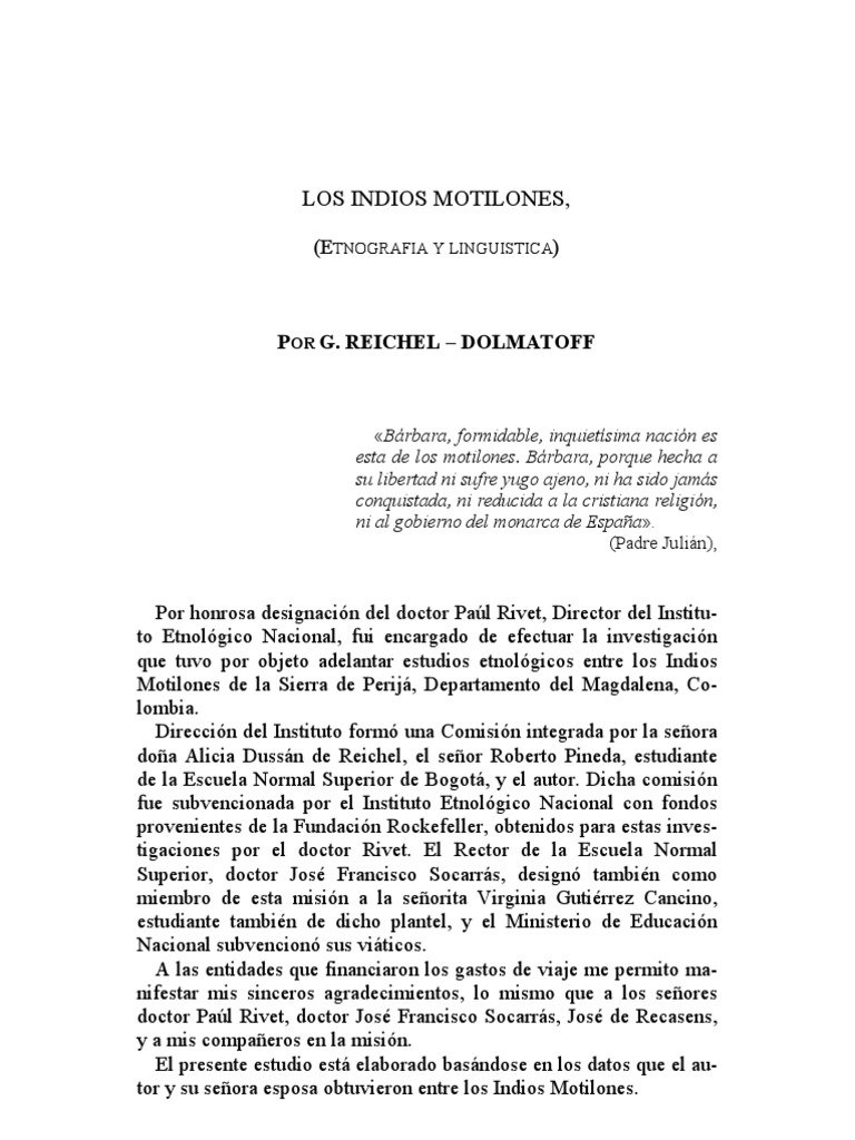 02 Los Indios Motilones. Etnografía y Linguística | PDF | Venezuela | Tribu