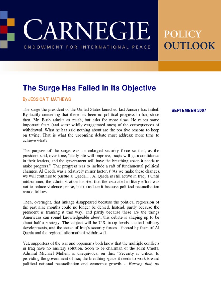 The Surge Has Failed in Its Objective | PDF | Iraq War Troop Surge Of ...