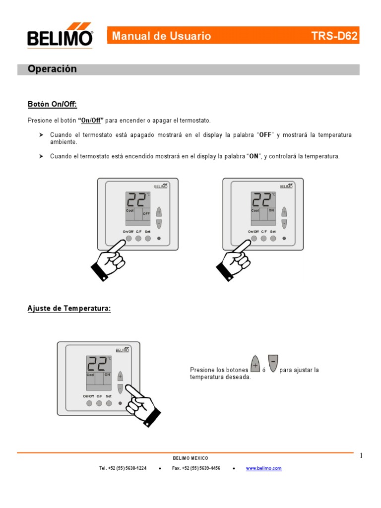Belimo Termostato Trs-d62 - Manual de Usuario | PDF