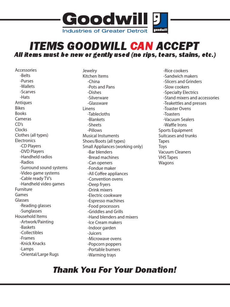 Goodwill Donation Guidelines | PDF | Home Appliance | Home