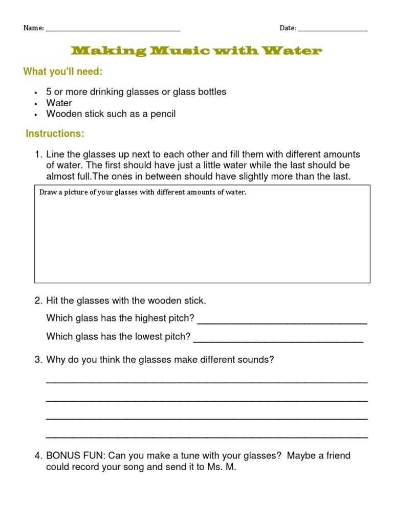 Making Music With Water Homework | PDF