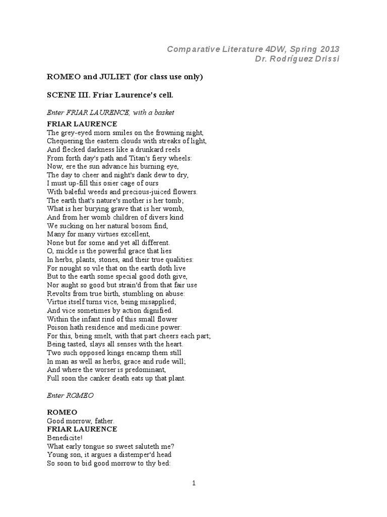 Romeo and Juliet (Excerpts) | PDF | Characters In Romeo And Juliet ...