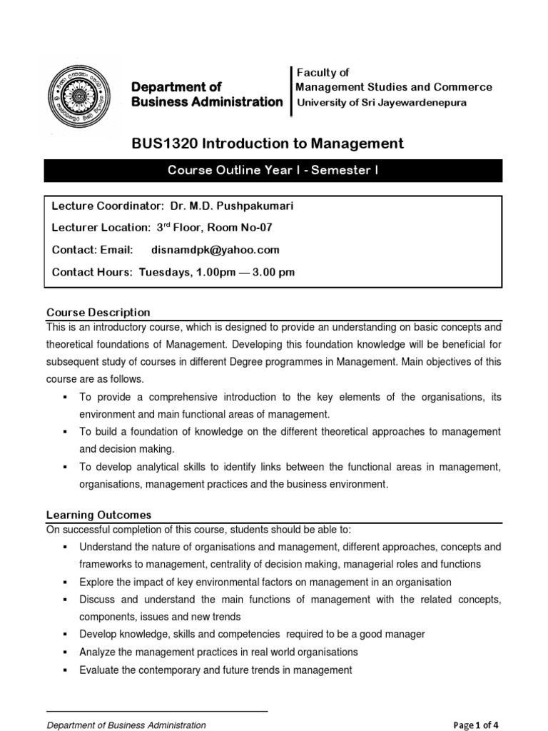 BUS1320_Introduction_to_Management_-_Course_Outline.pdf | Lecture ...
