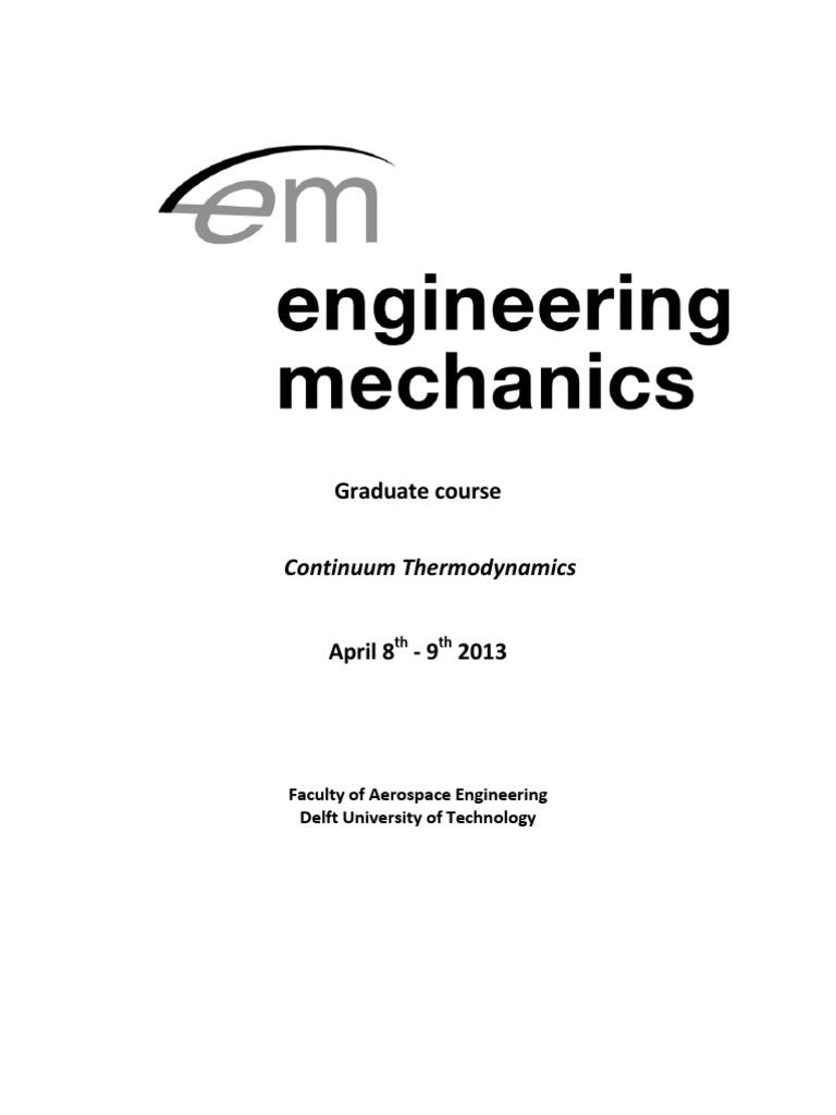 Continuum Thermodynamics Course Overview | PDF | Continuum Mechanics ...