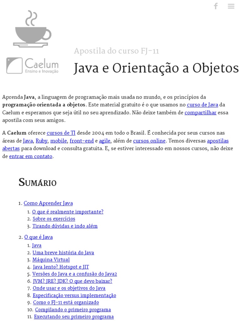 Apostila Java E Orientação A Objetos Caelum Pdf Classe
