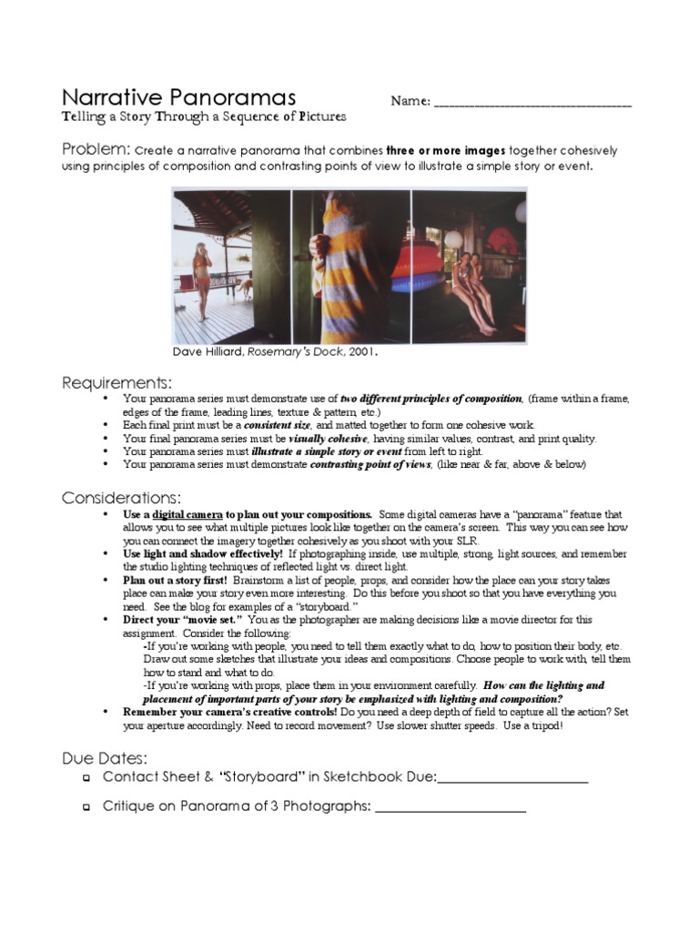 Narrative Panoramas Assigmt | PDF | Exposure (Photography) | Camera
