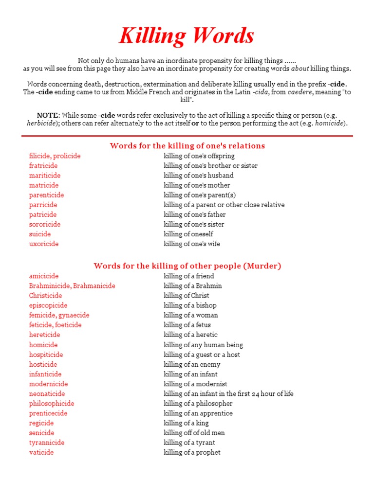 One Word - Killing Words | PDF | Parasitism | Homicide
