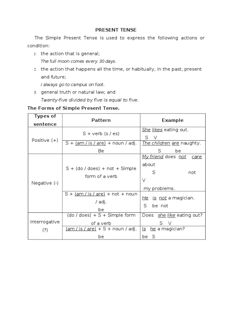 Understanding Simple Present Tense | PDF