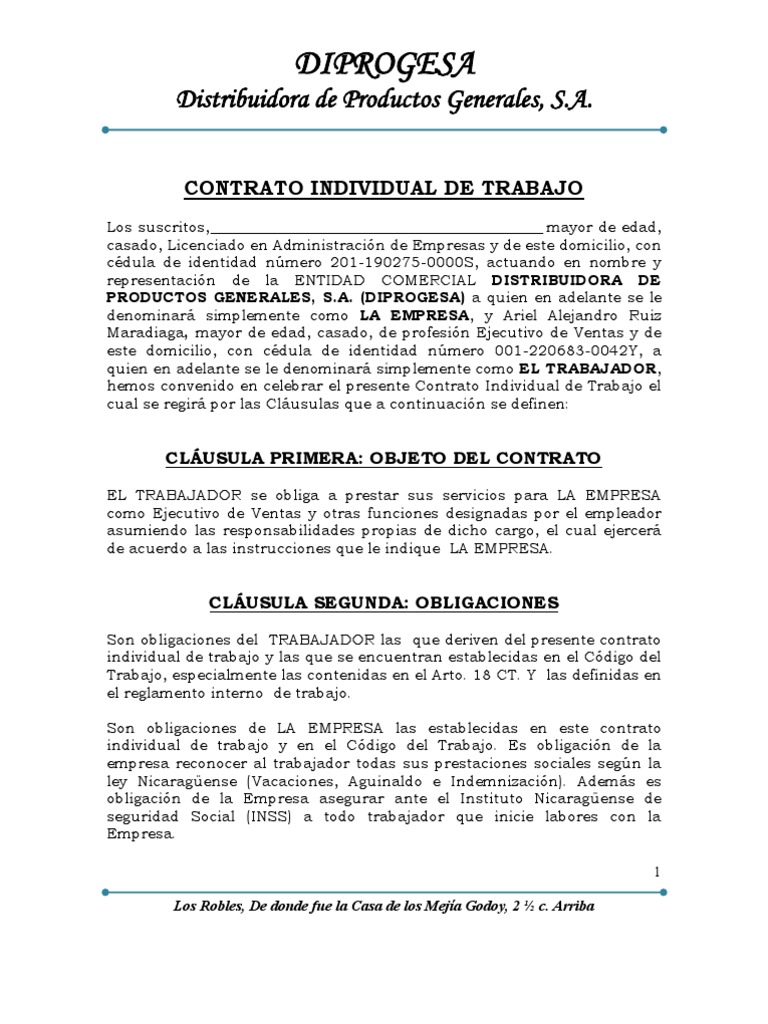 Contrato Individual | PDF | Derecho laboral | Salario