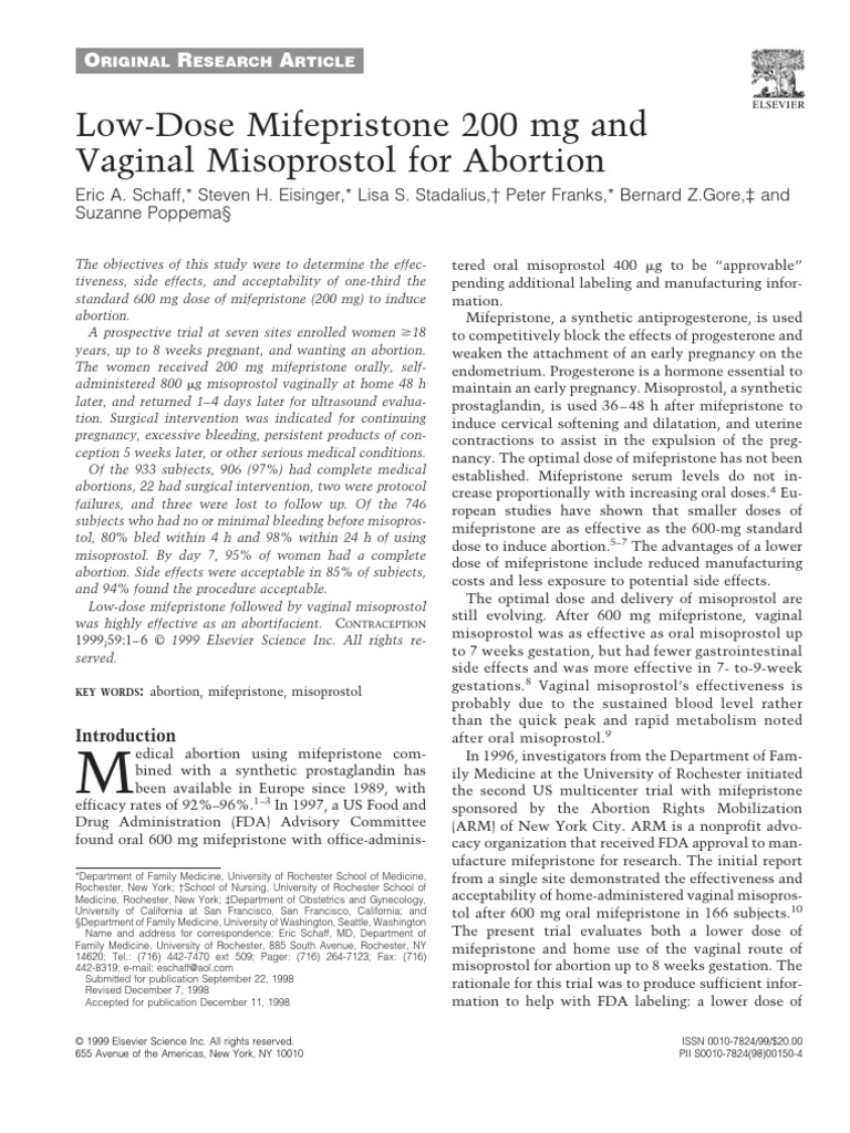 Mifepristone & Misoprostol | PDF | Abortion | Clinical Medicine